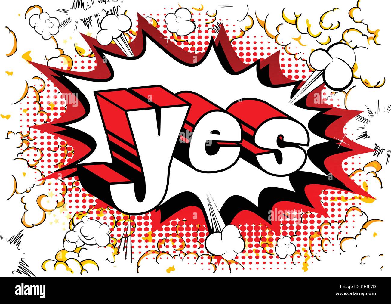 Yes - Comic book style word on abstract background Stock Vector Image ...