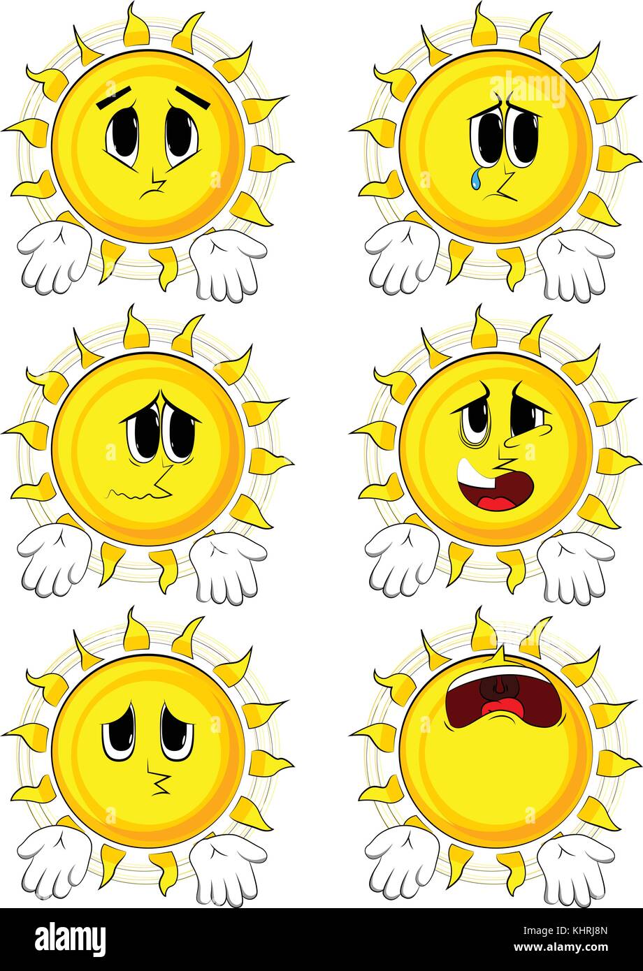Cartoon sun showing something with both hands or expressing don't know ...
