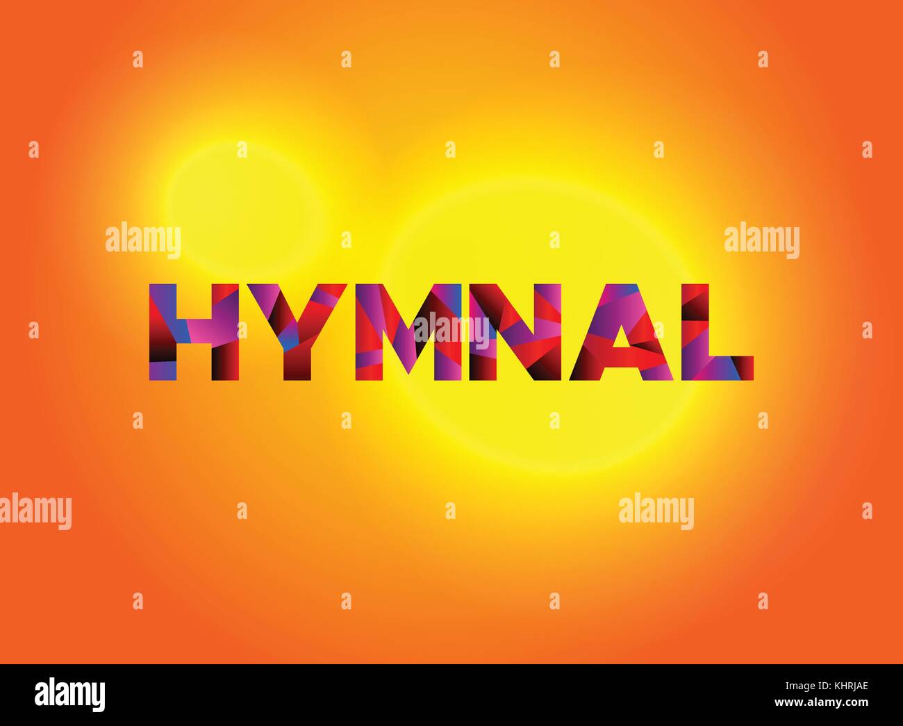 The word HYMNAL written in colorful fragmented word art on a vibrant ...