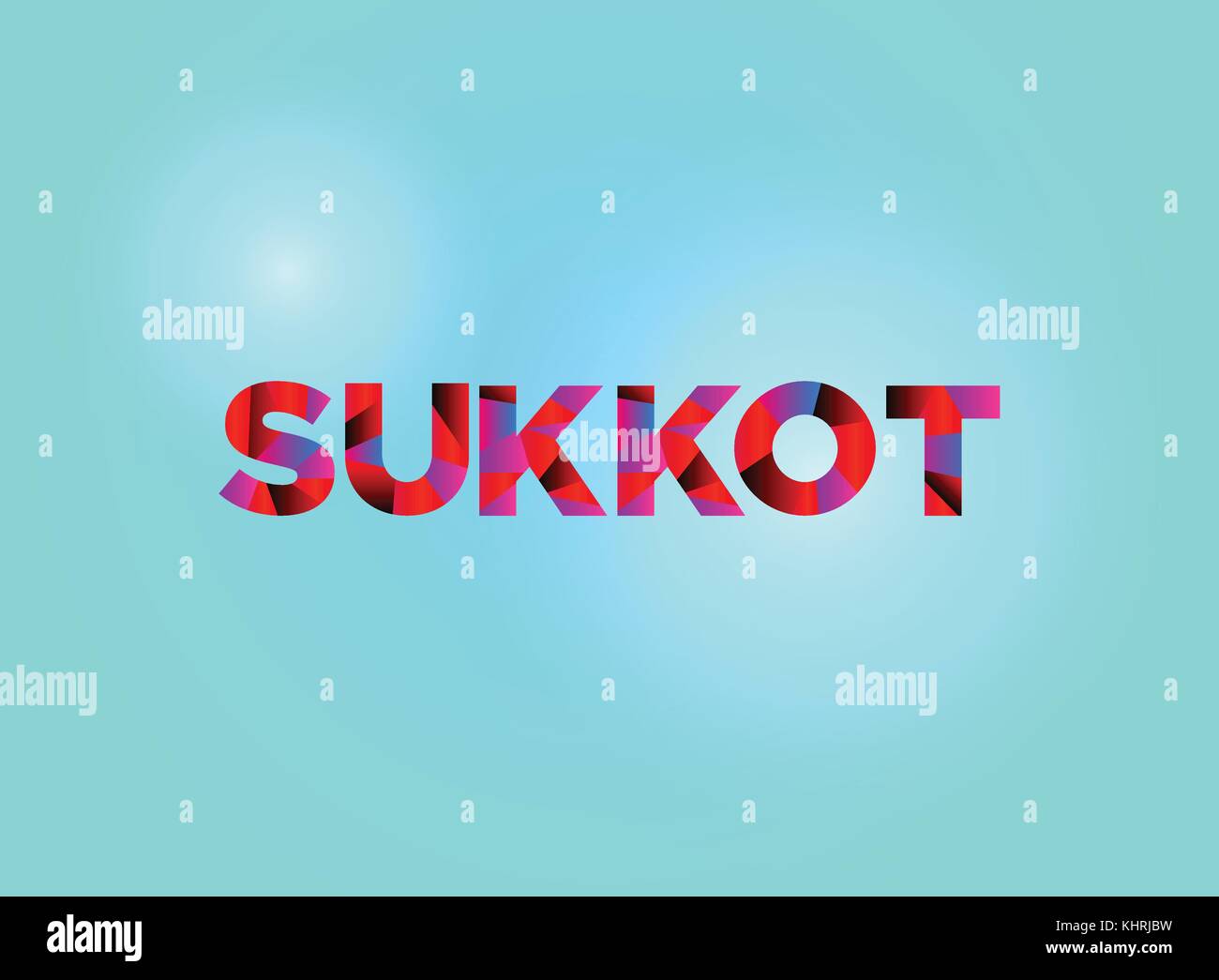 The word SUKKOT written in colorful fragmented word art on a vibrant ...