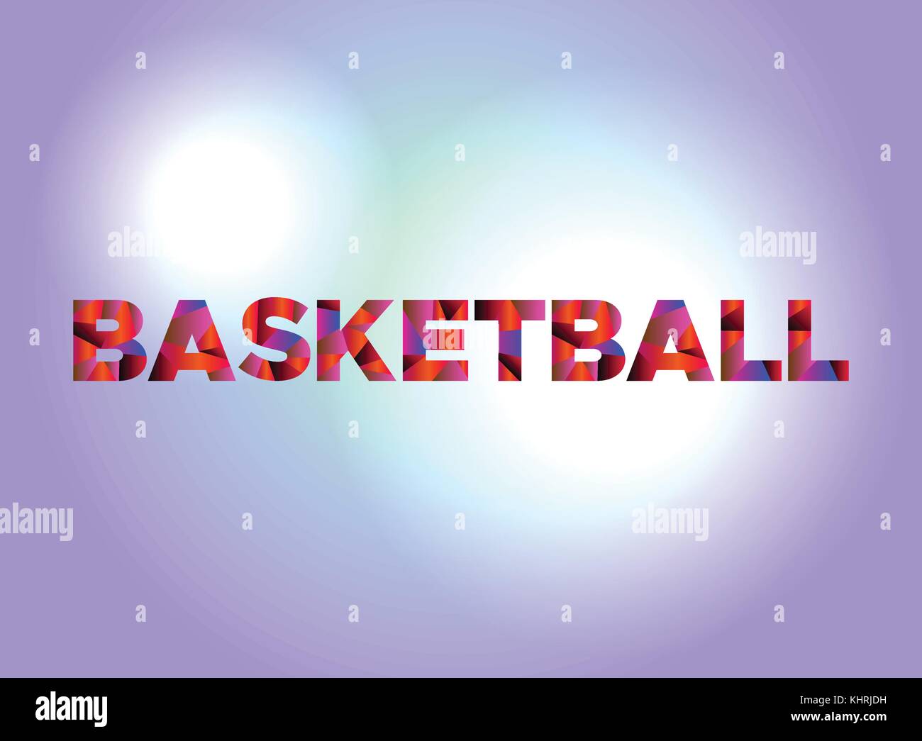 The word BASKETBALL written in colorful fragmented word art on a ...