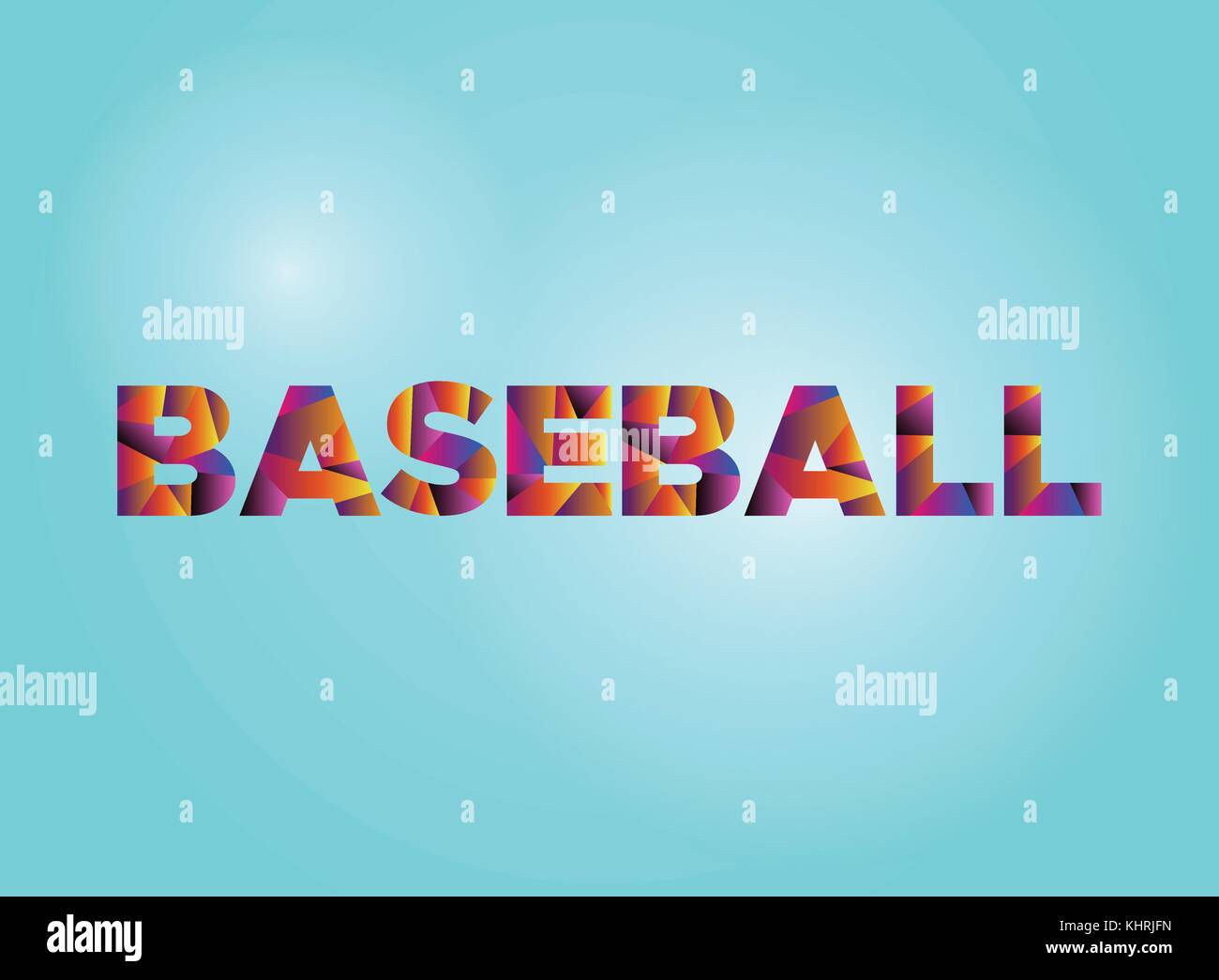 The word BASEBALL written in colorful abstract word art on a vibrant ...