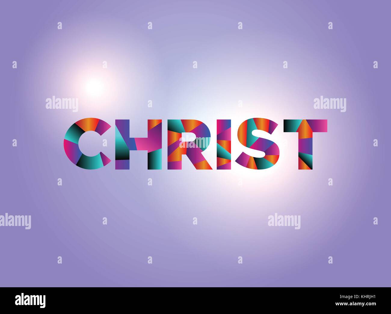 The word CHRIST written in colorful abstract word art on a vibrant ...