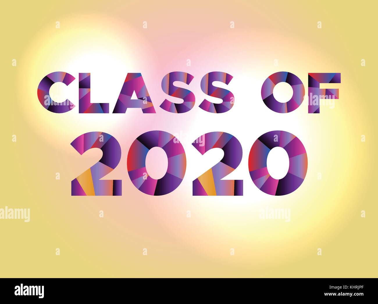 The words CLASS OF 2020 written in colorful abstract word art on a ...