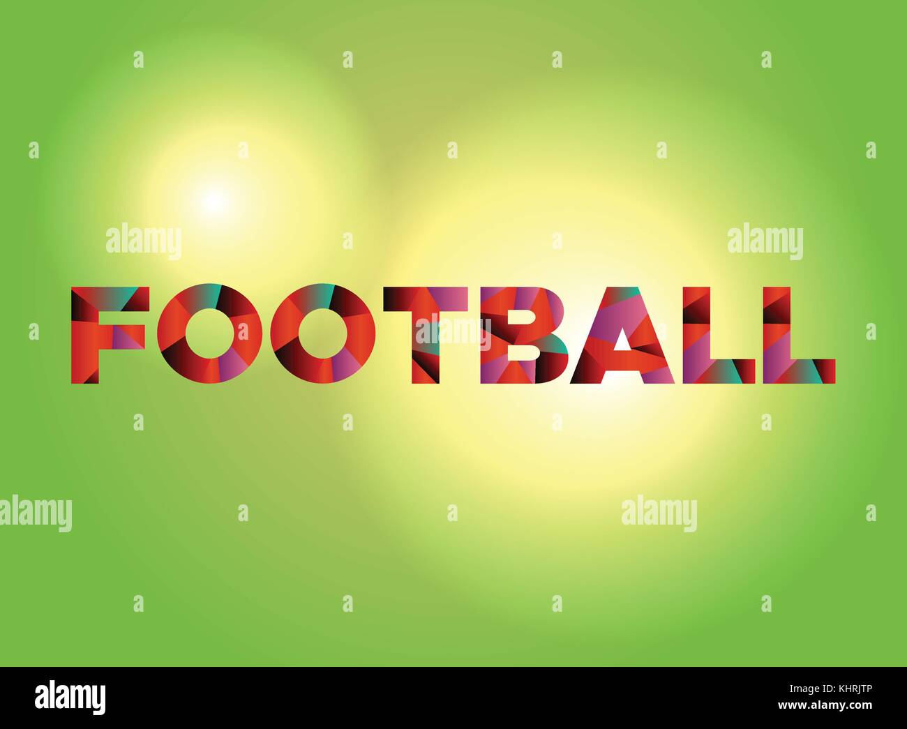 The word FOOTBALL written in colorful fragmented word art on a vibrant ...