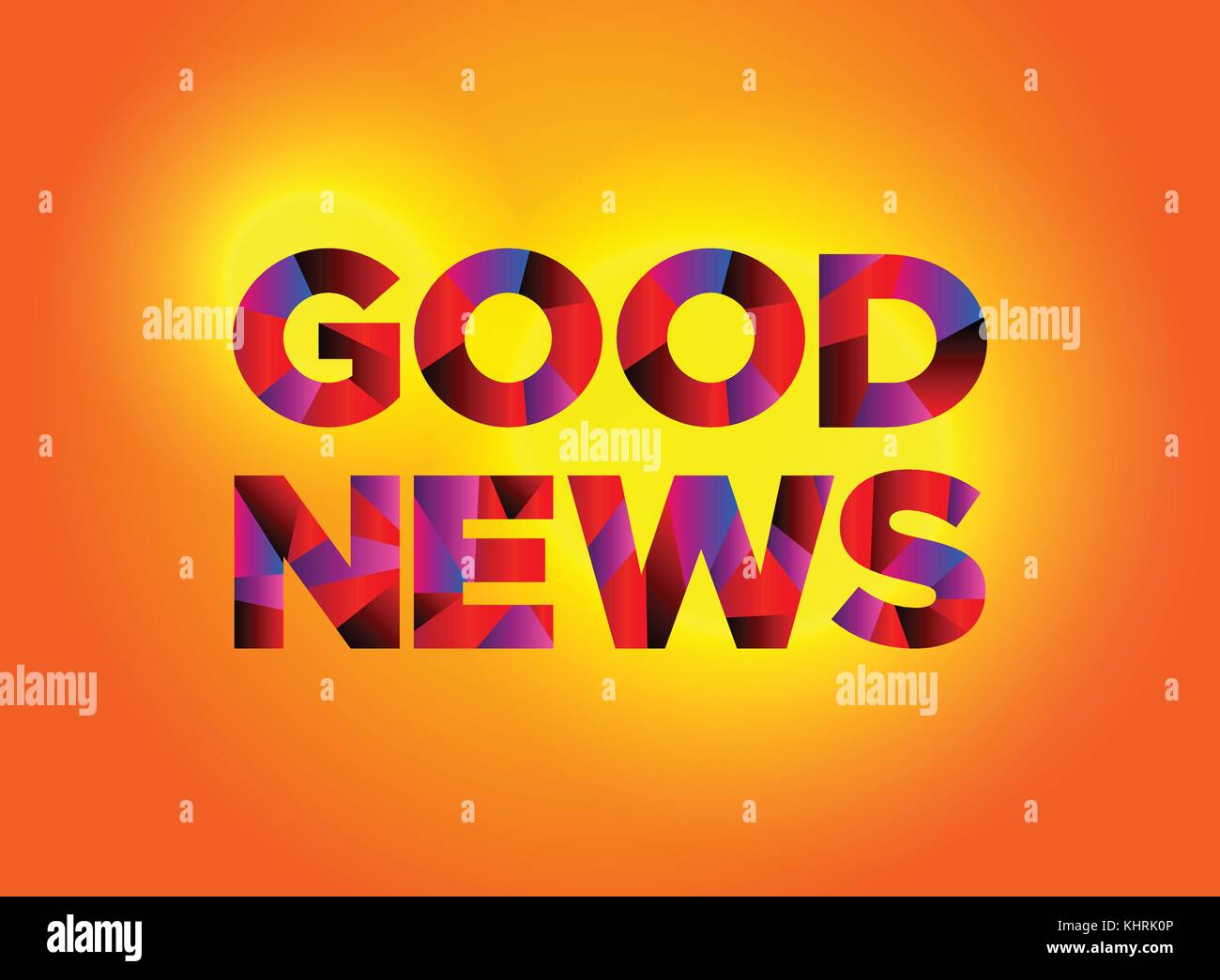 The words GOOD NEWS written in colorful fragmented word art on a ...