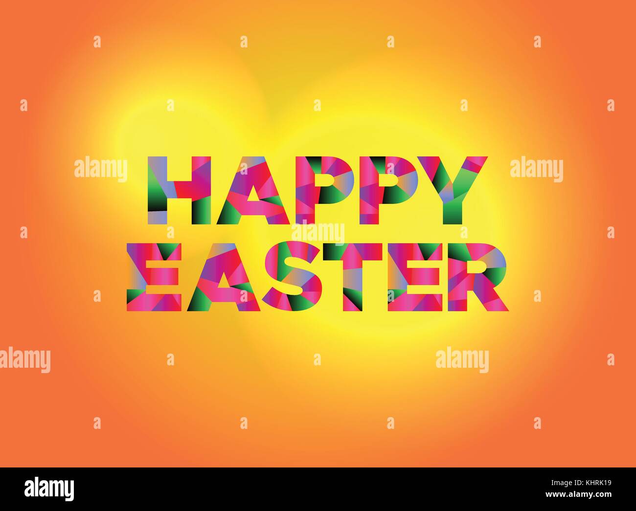 The words HAPPY EASTER written in colorful fragmented word art on a ...