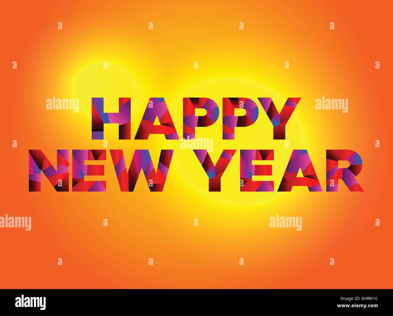 The words HAPPY NEW YEAR written in colorful fragmented word art on a ...