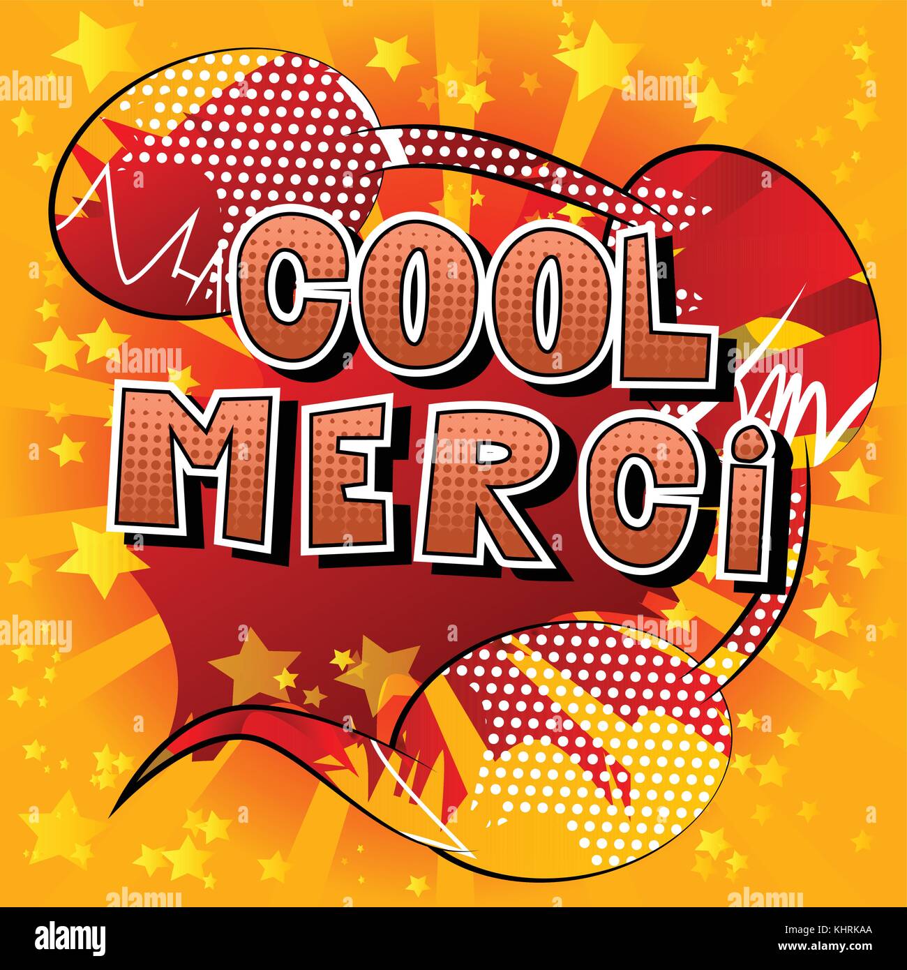 Cool Merci - Thank You in French - Comic book style word on abstract ...