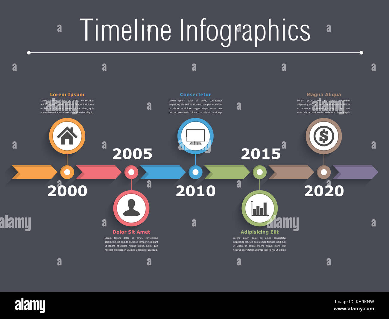 Timeline infographics design with arrows, workflow or process diagram ...