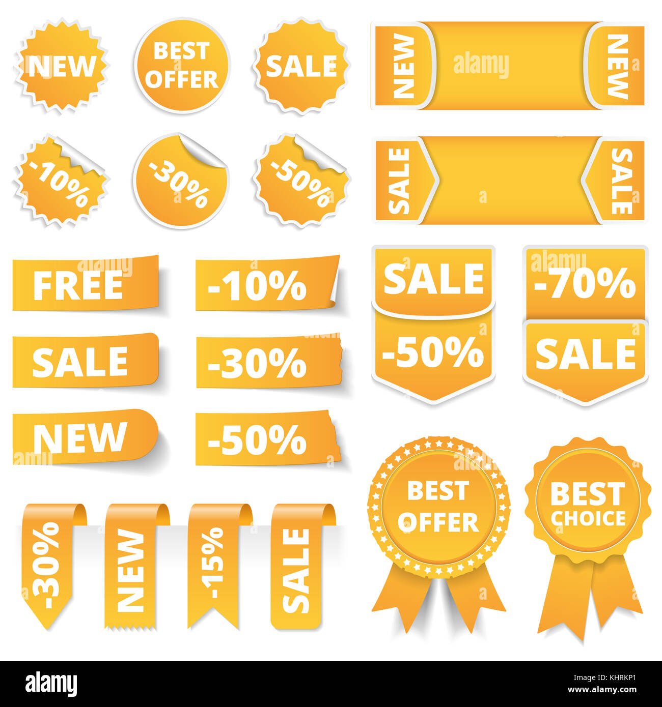 Yellow sale banners, labels, stickers, tags, vector eps10 illustration ...