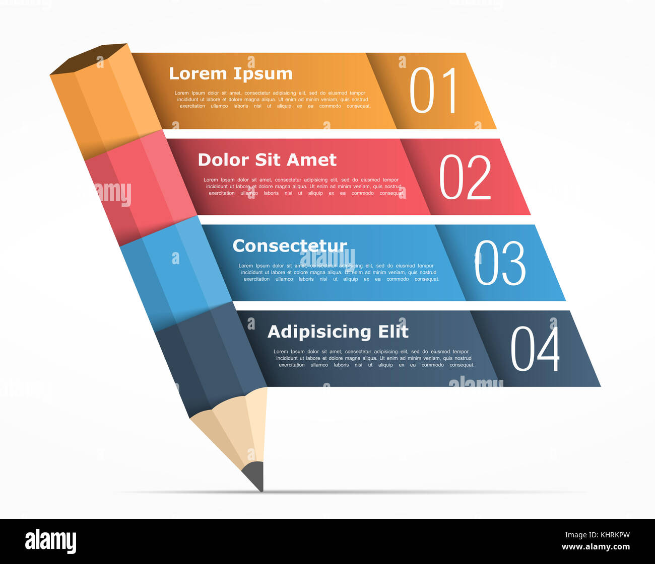 Infographic template with pencil and four elements for text, education ...