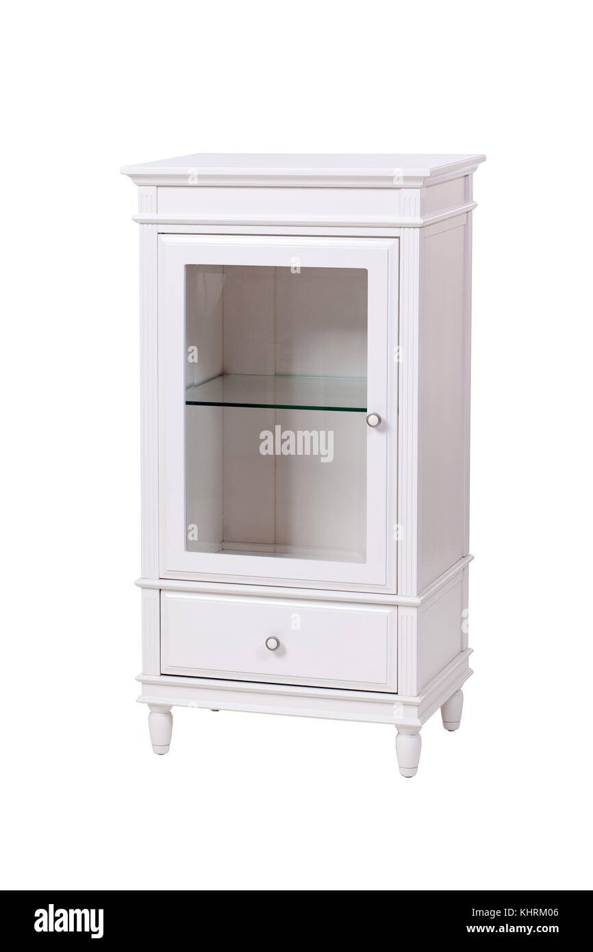 Classic white single door/ single drawer floor cabinet, with clipping ...