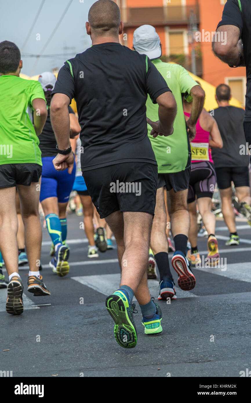 International Marathon Running Race, Rear View of Running Man Stock ...