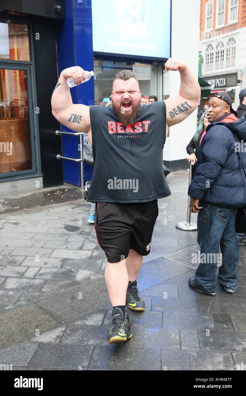 Eddie 'The Beast' Hall strikes a pose when leaving Capital radio ...