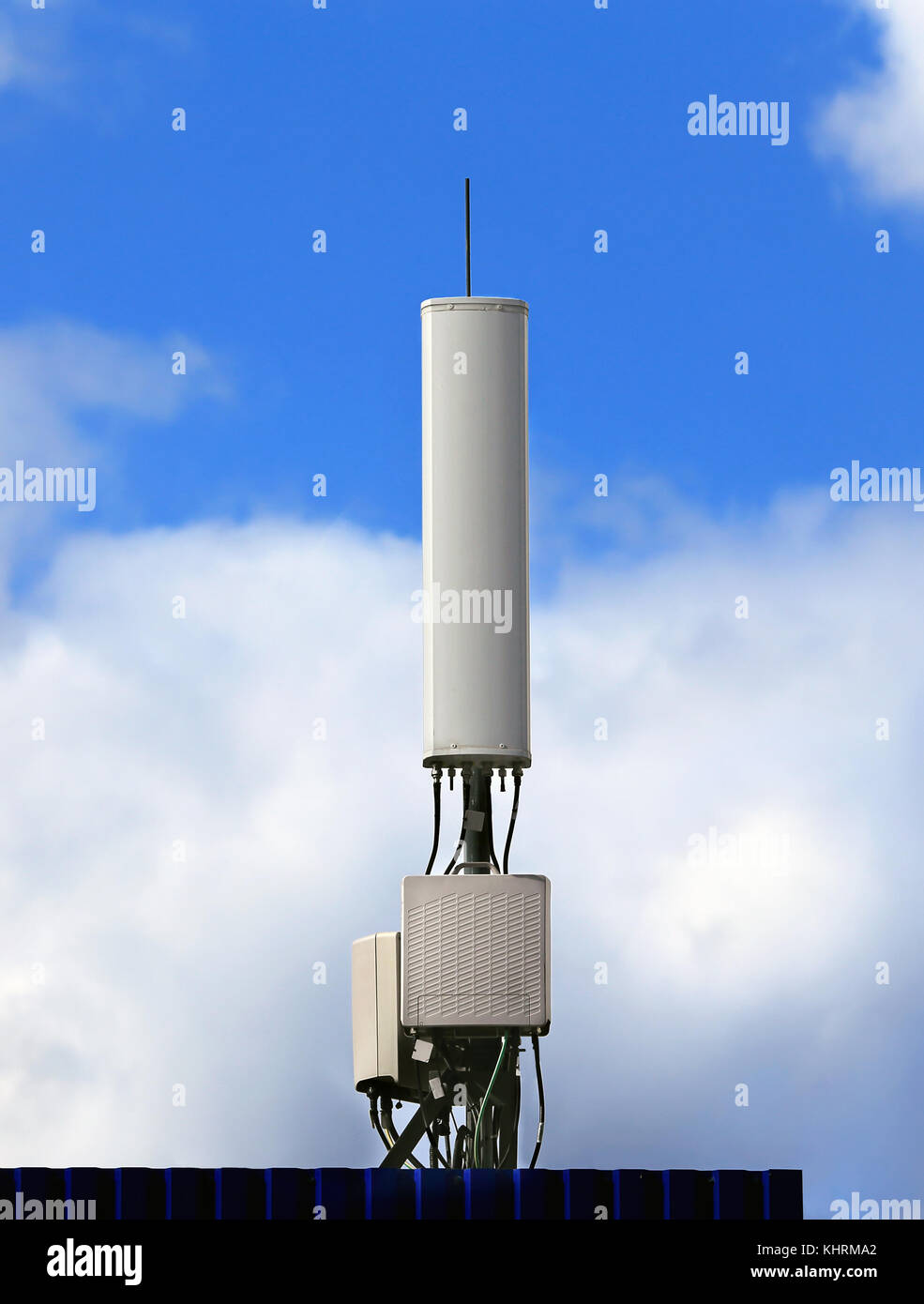 Mast of cellular communication with microwave radio antenna equipment ...
