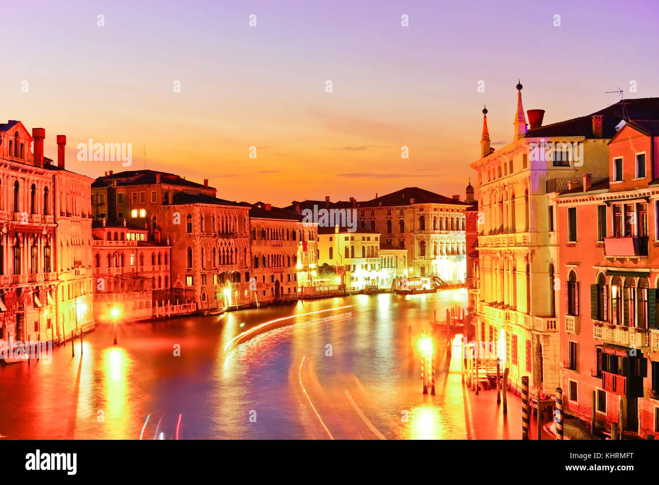 View of the Grand Canal in Venice at sunset Stock Photo - Alamy
