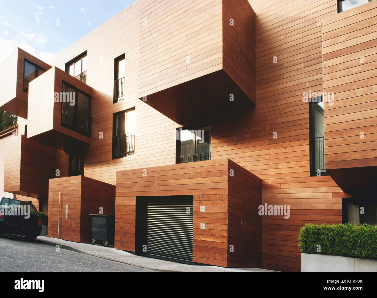 Modern contemporary wood sided building Stock Photo - Alamy