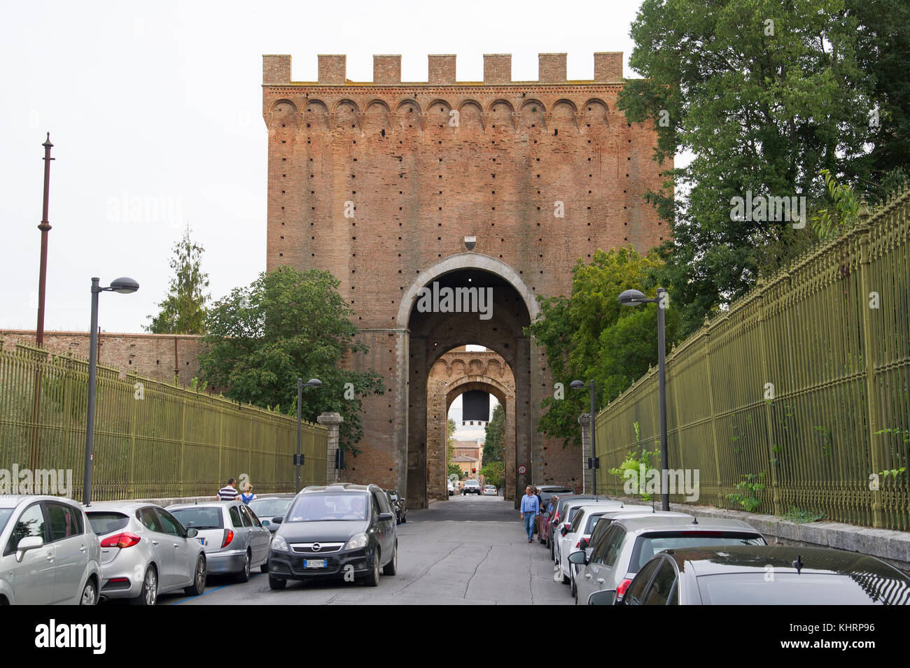 Gothic Porta Romana (Roman Gate) in city walls of Historic Centre of ...