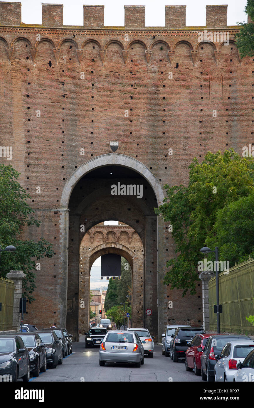 Gothic Porta Romana (Roman Gate) in city walls of Historic Centre of ...
