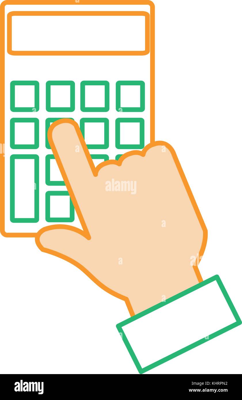hand with calculator device isolated icon Stock Vector Image & Art - Alamy