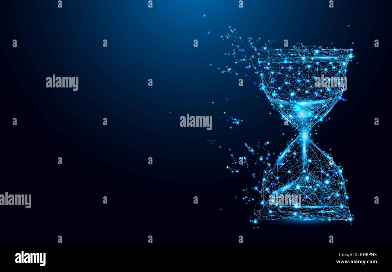 Hourglass icon from lines and triangles, point connecting network on ...
