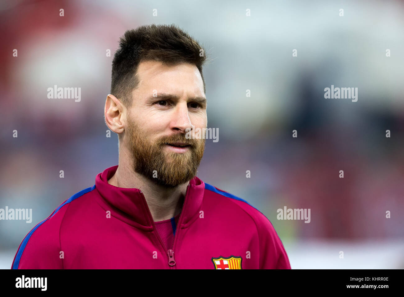 Piraeus, Greece - October 31, 2017: Player of Barcelona Lionel Messi in ...