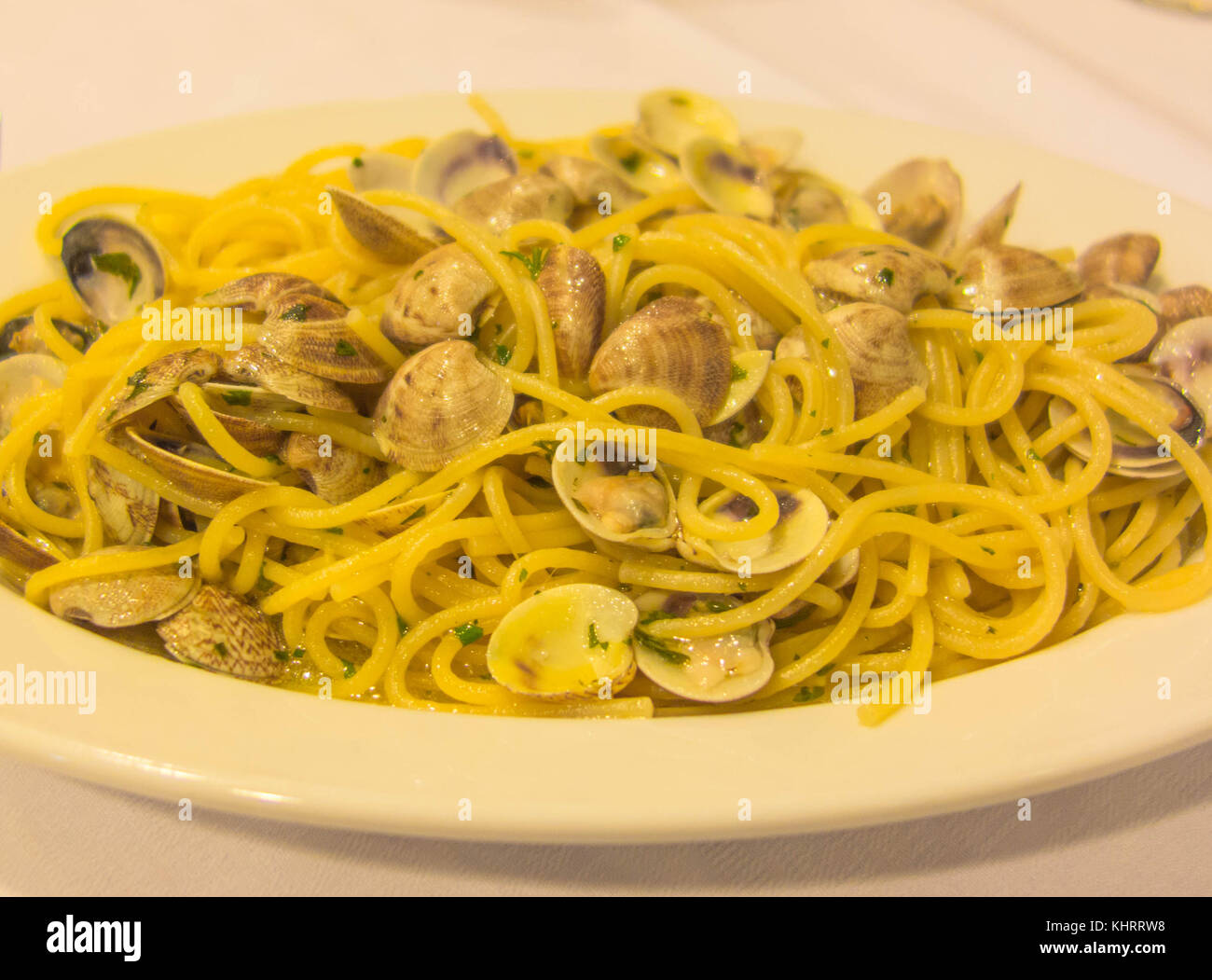 An Italian dish of Spaghetti with Clams Stock Photo - Alamy