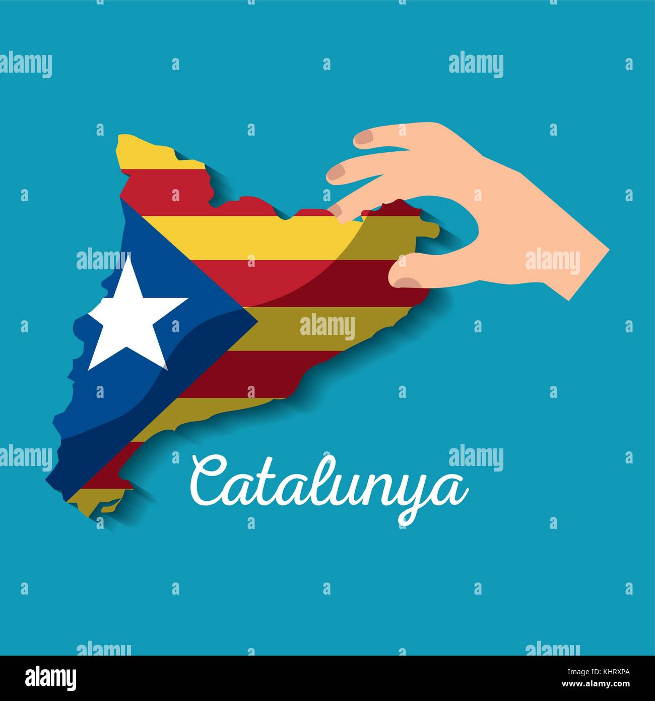 hand holding map of catalonia independent nationalist flag vector ...