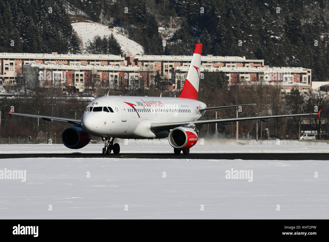 Innsbruck, Austria - January 21, 2017: An Airplane on the snowy ...