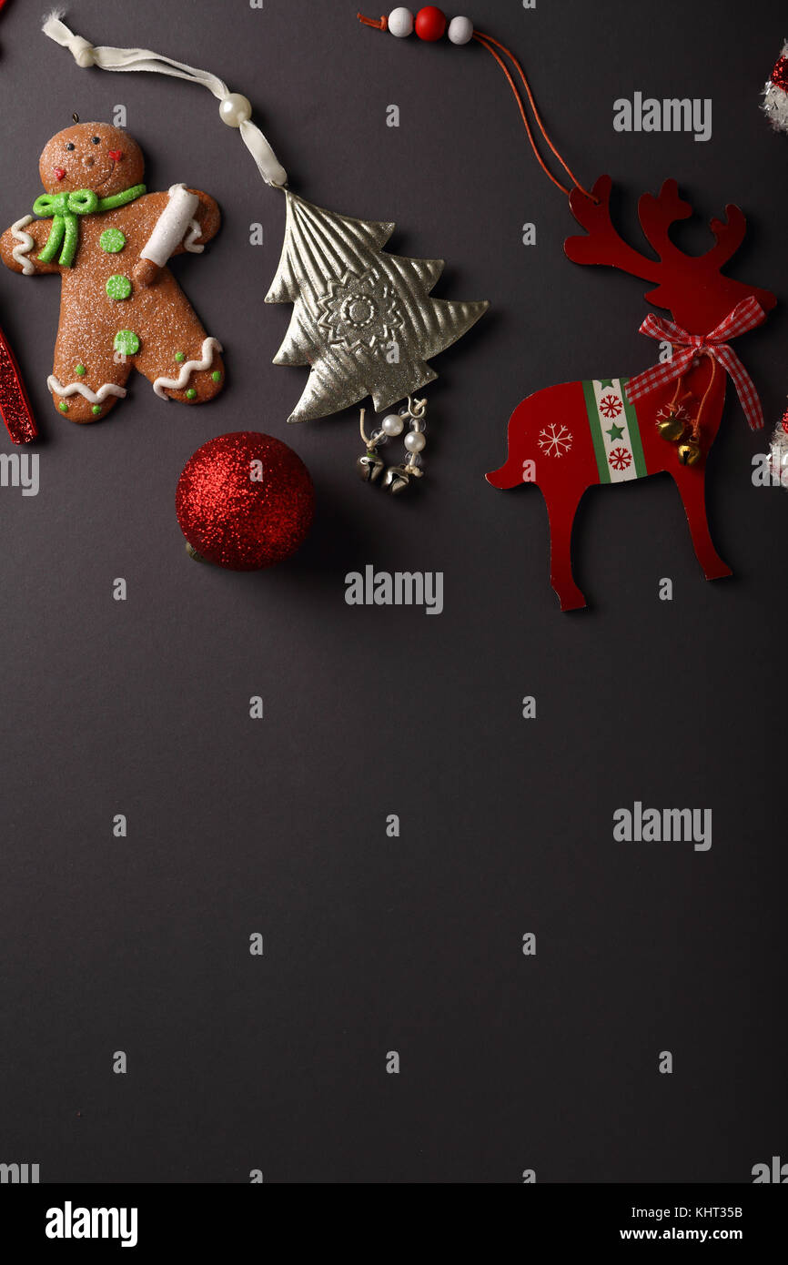 Christmas decorations flat lay, holiday Stock Photo - Alamy