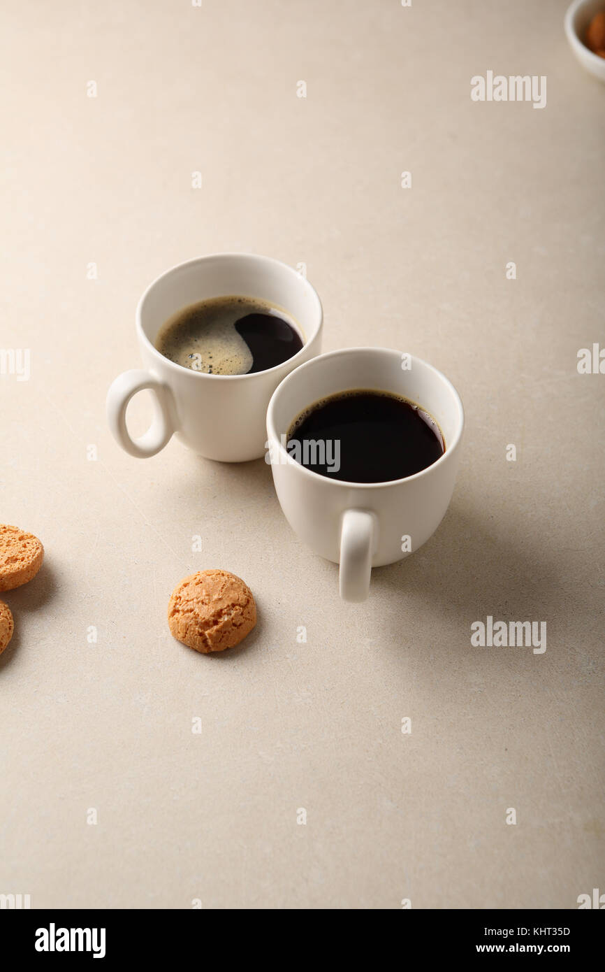 Two cups of coffee, hot drink Stock Photo - Alamy