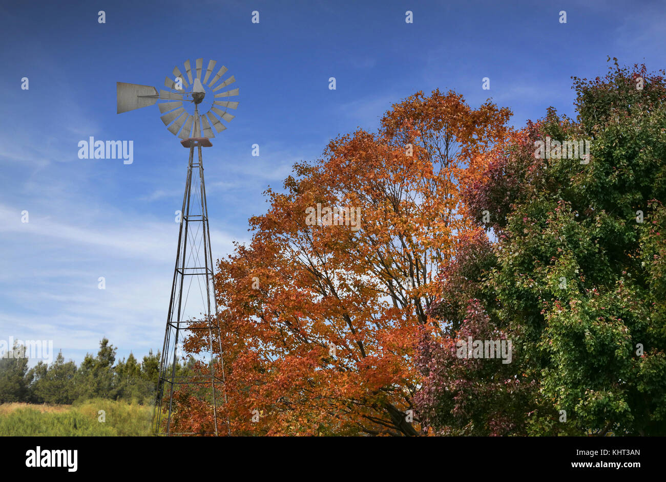 Typical NorthAmerican Countryside Landscape With Redish-Yellow Trees ...
