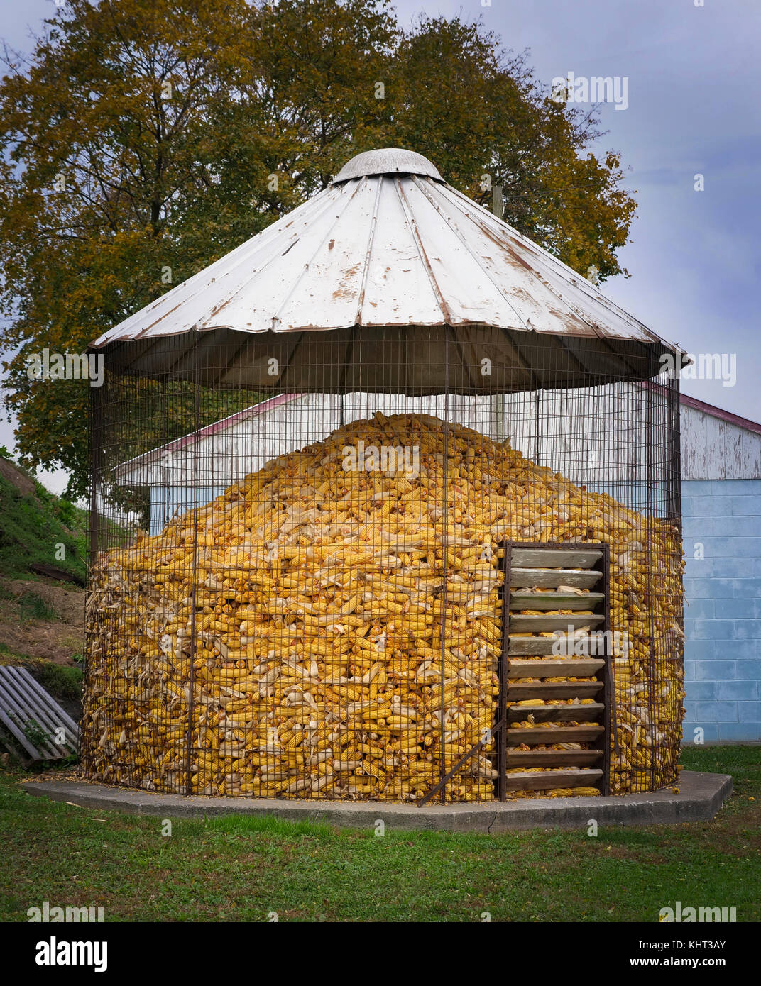 Old Fashioned Corn Silo In Amish Farm Stock Photo - Alamy