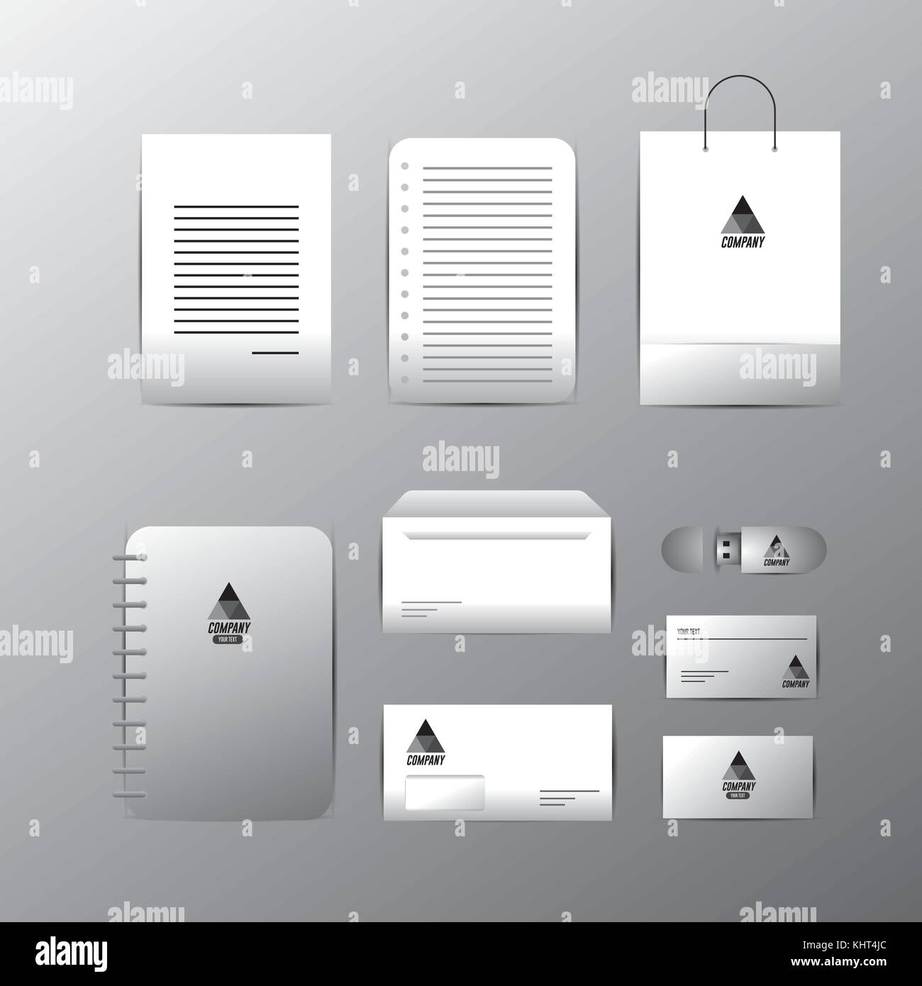set company stationary template with business documents Stock Vector ...