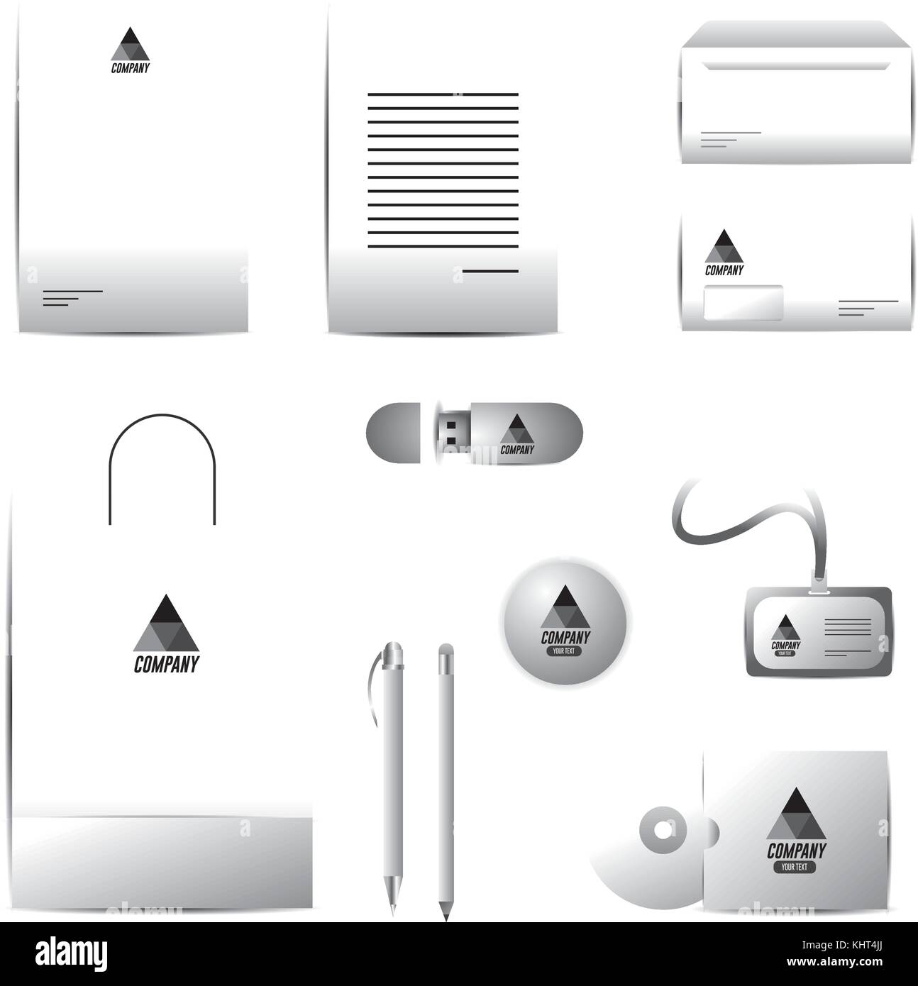 set business company stationary template with documents Stock Vector ...