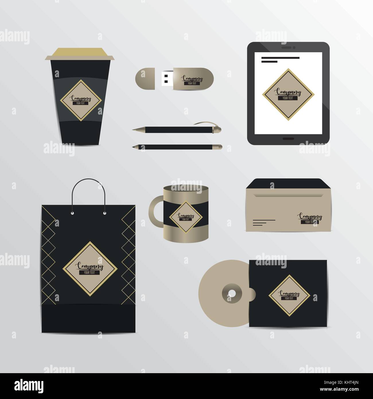 set business company stationary template with documents Stock Vector ...