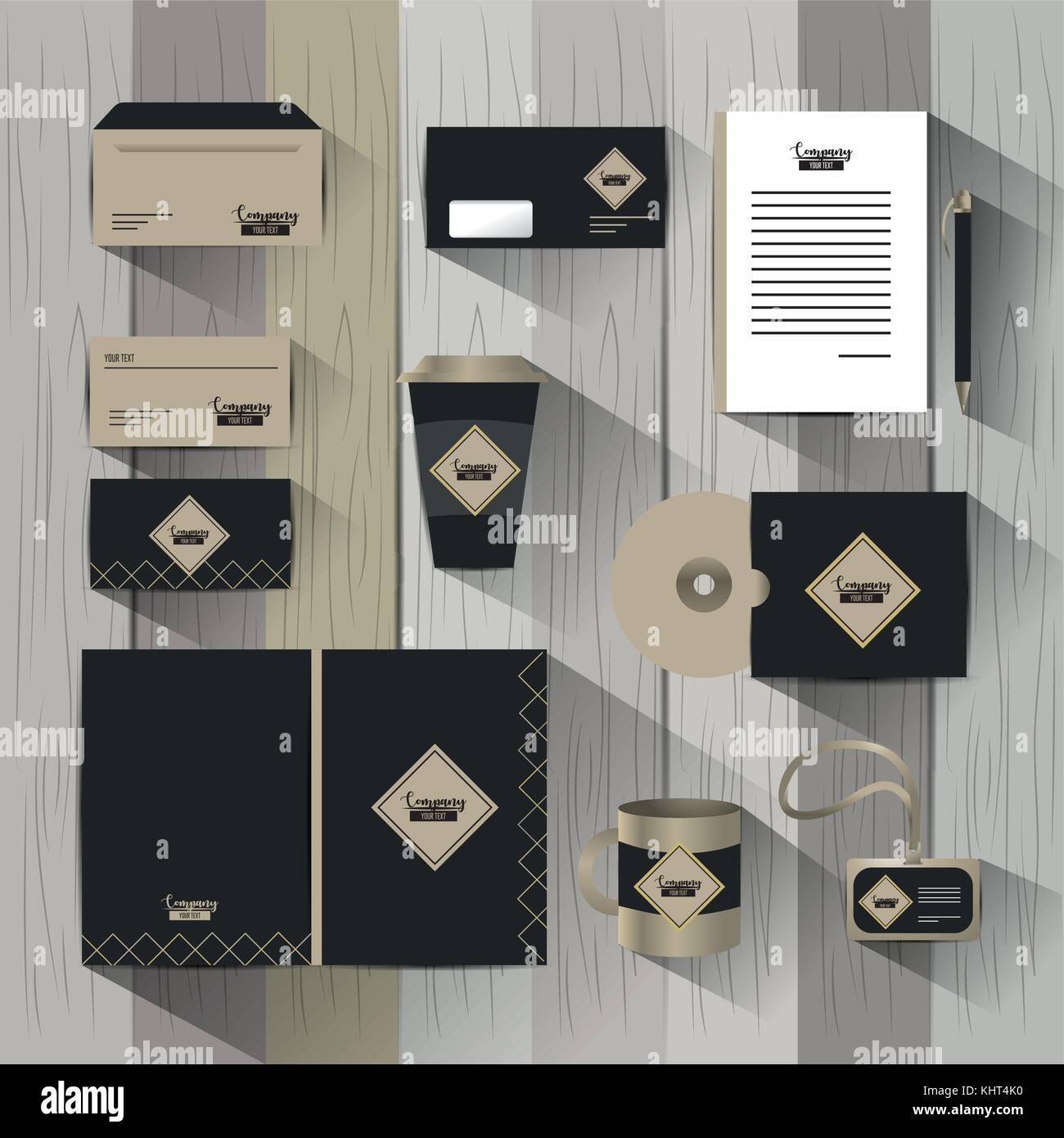 set business company stationary template with documents Stock Vector ...