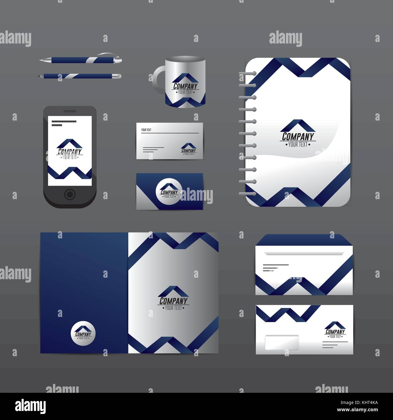 set company stationary template with business documents Stock Vector ...