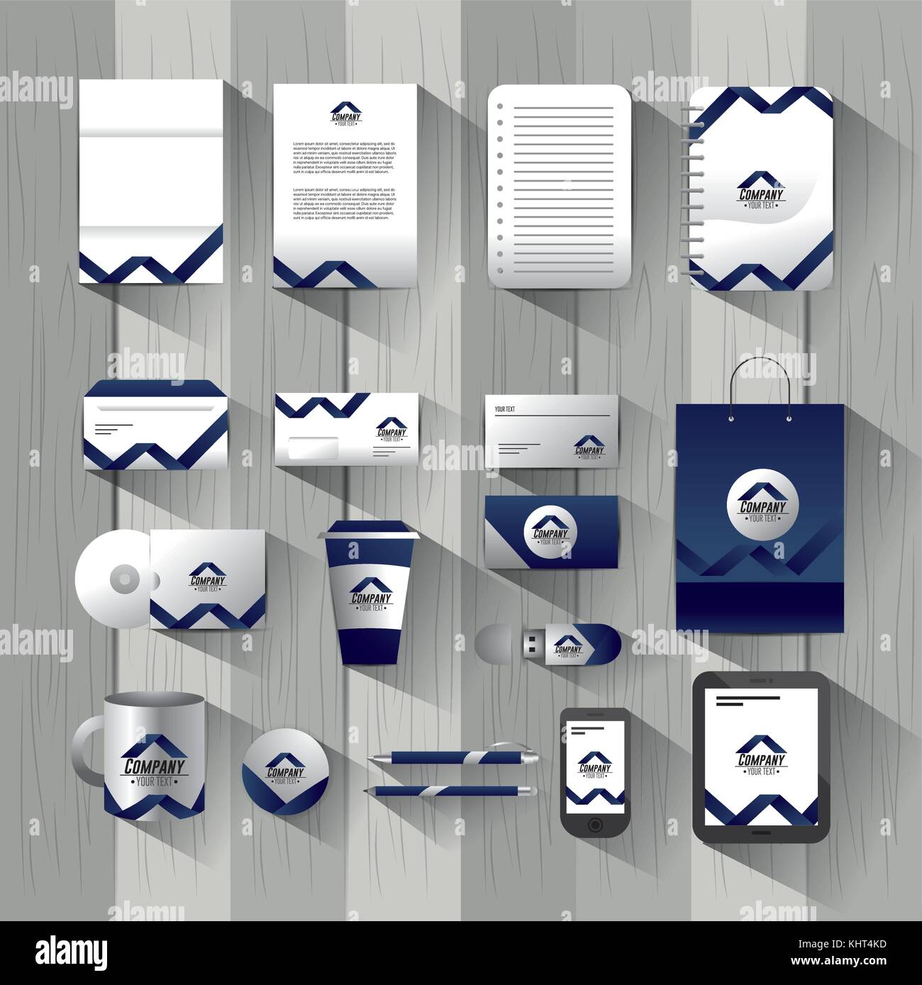 set business company stationary template with documents Stock Vector ...