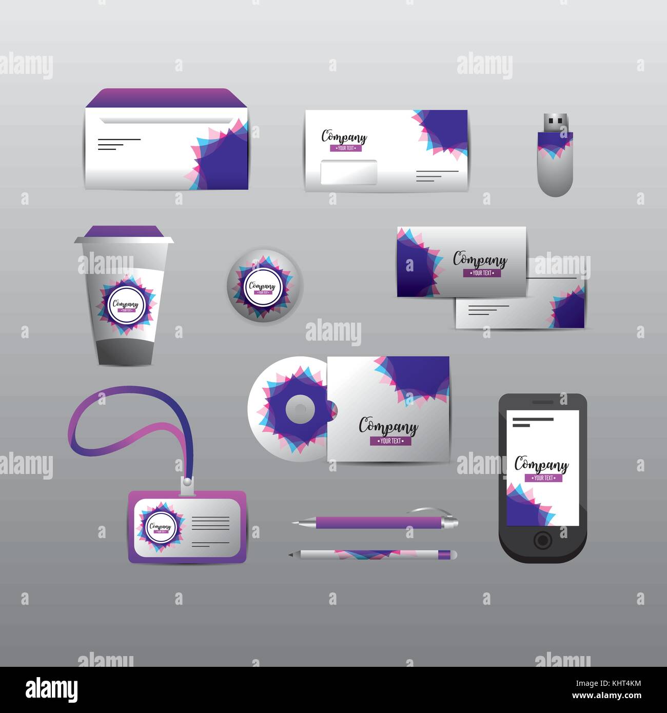 set company stationary template with business documents Stock Vector ...