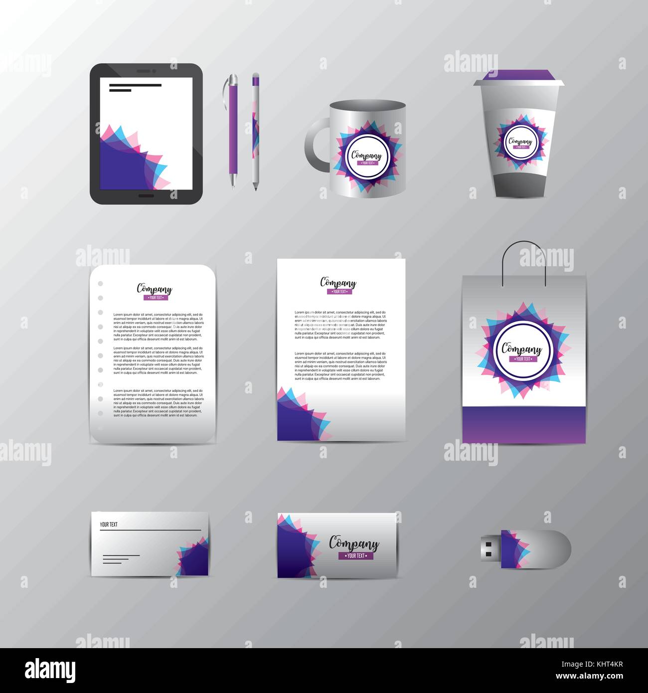 set company stationary template with business documents Stock Vector ...