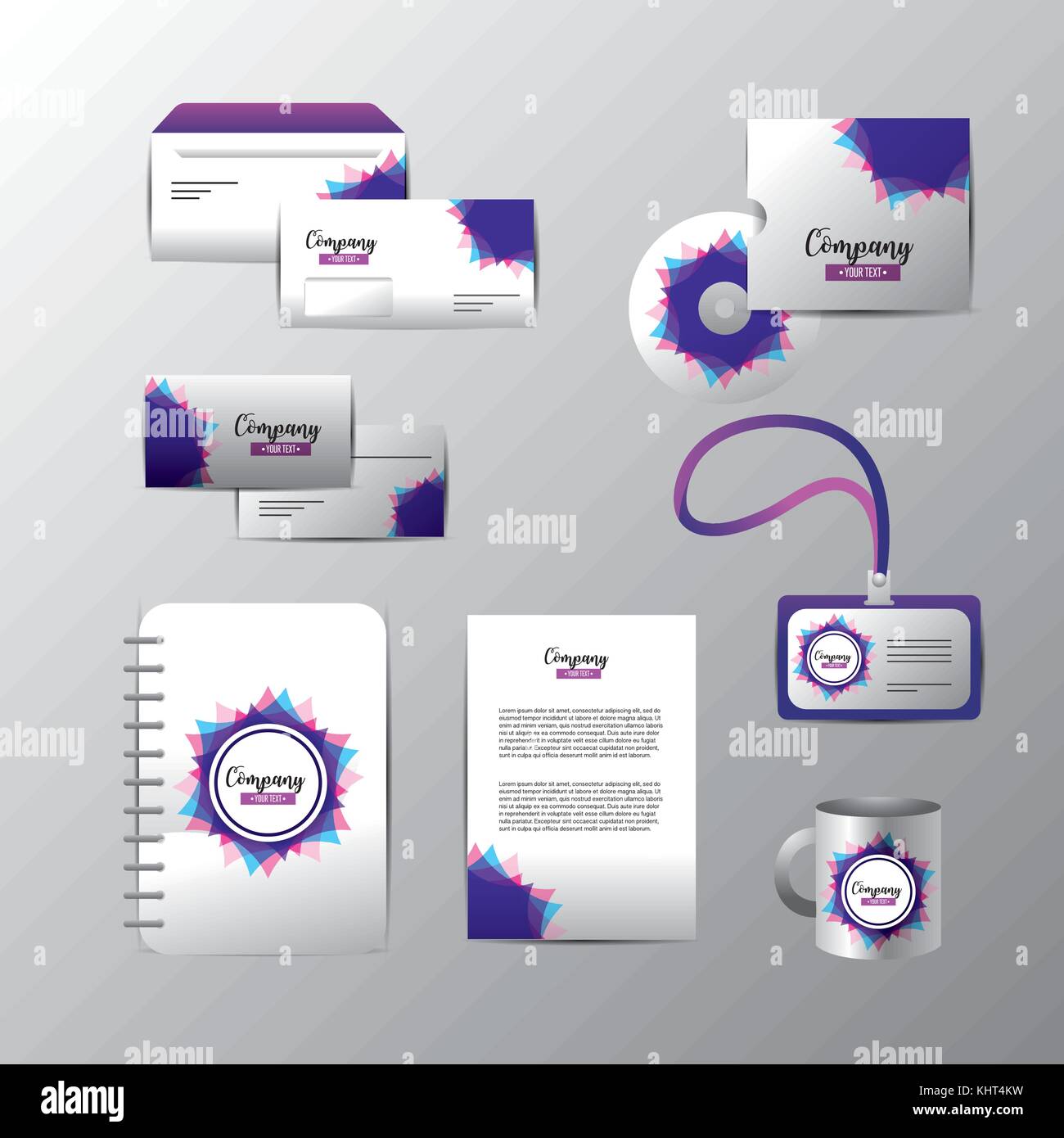 set business company stationary template with documents Stock Vector ...