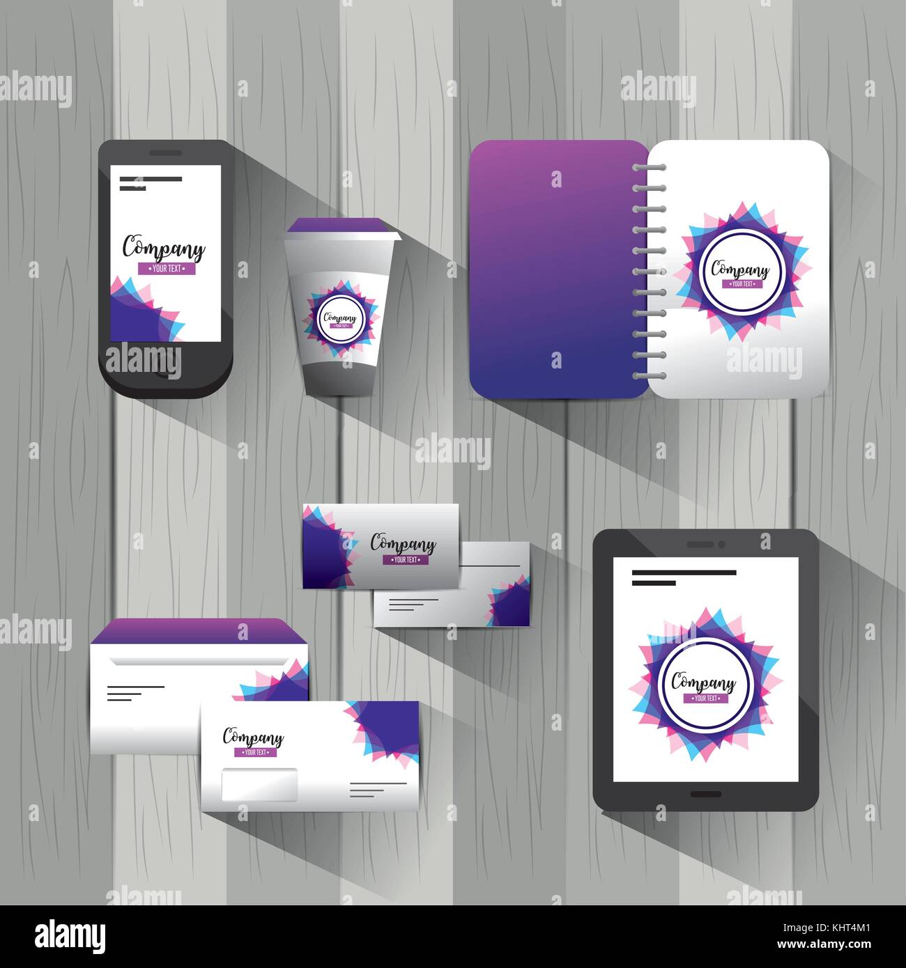 set business company stationary template with documents Stock Vector ...