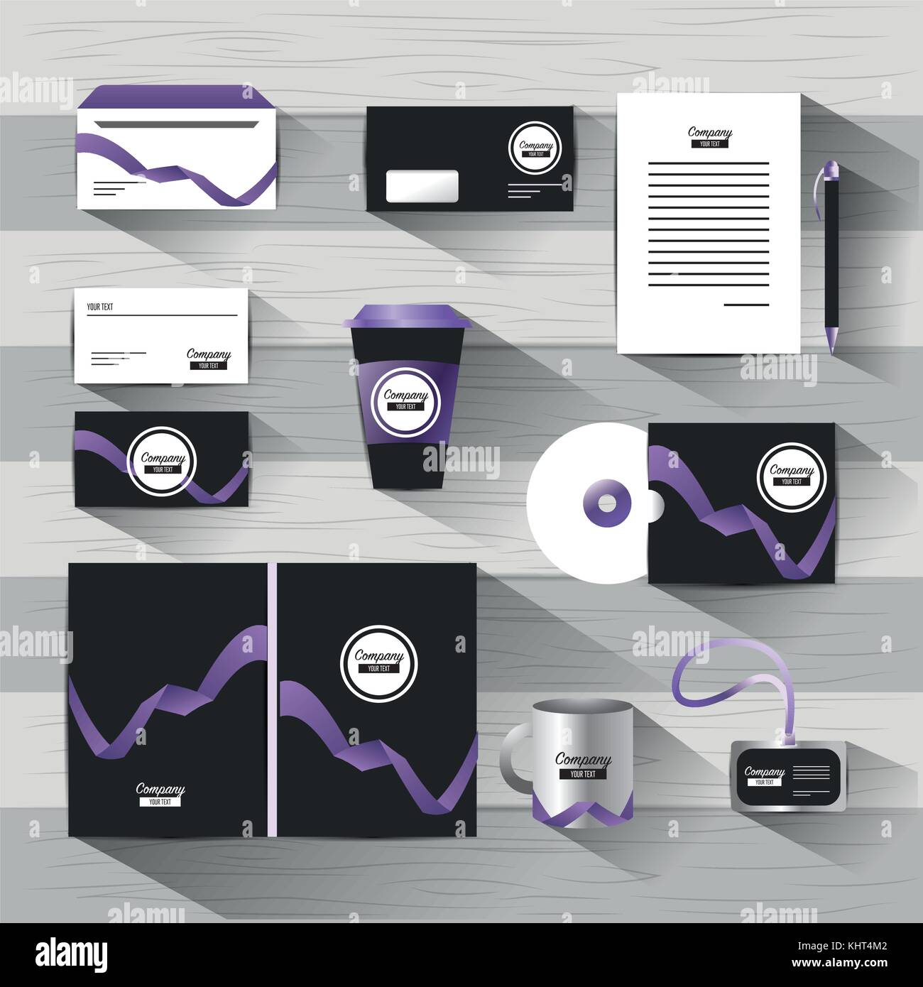 set company stationary template with business documents Stock Vector ...