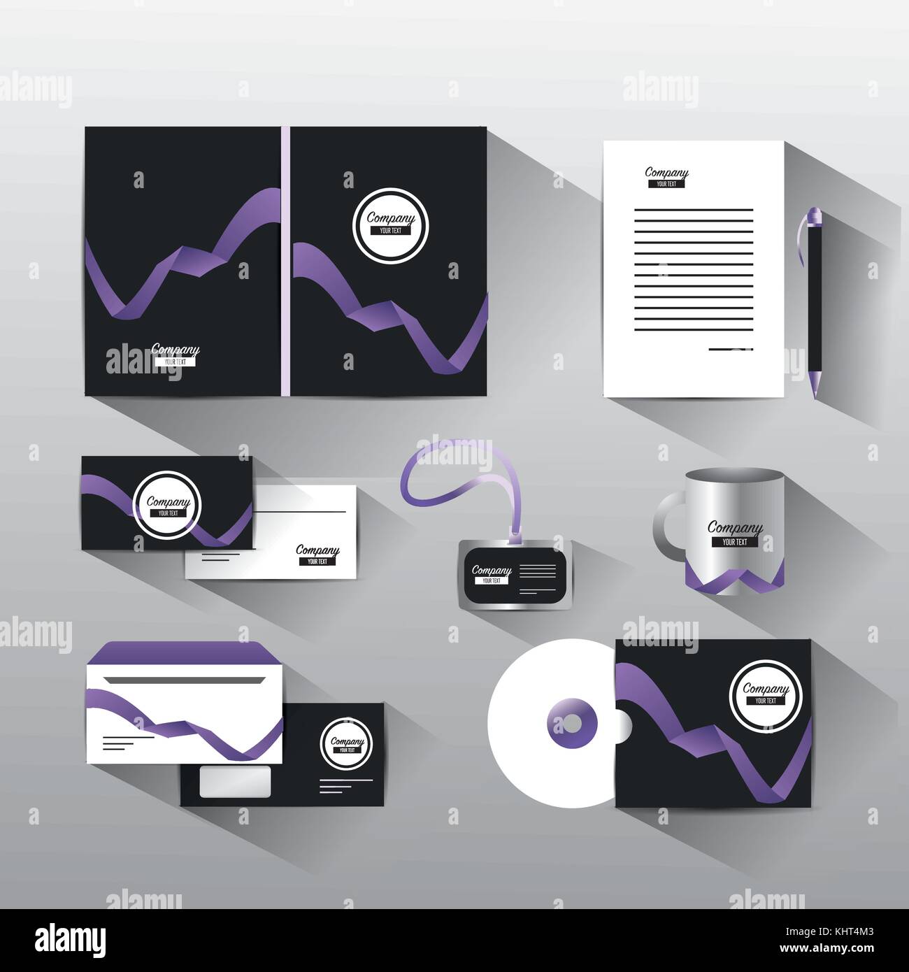 set business company stationary template with documents Stock Vector ...