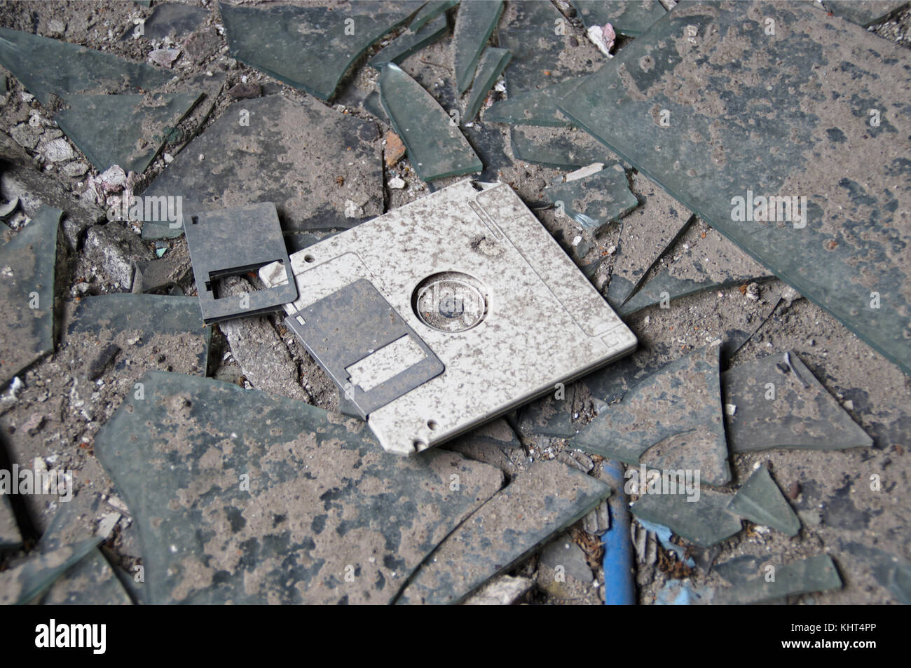 Destroyed and abandoned vintage floppy disc. Forgotten technologies - 3 ...