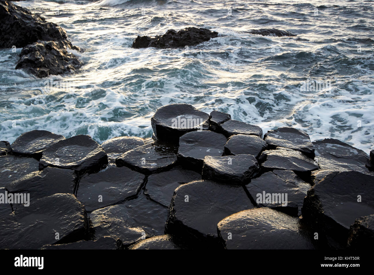 hexagonal rocks at the Giants Causeway county antrim northern ireland ...