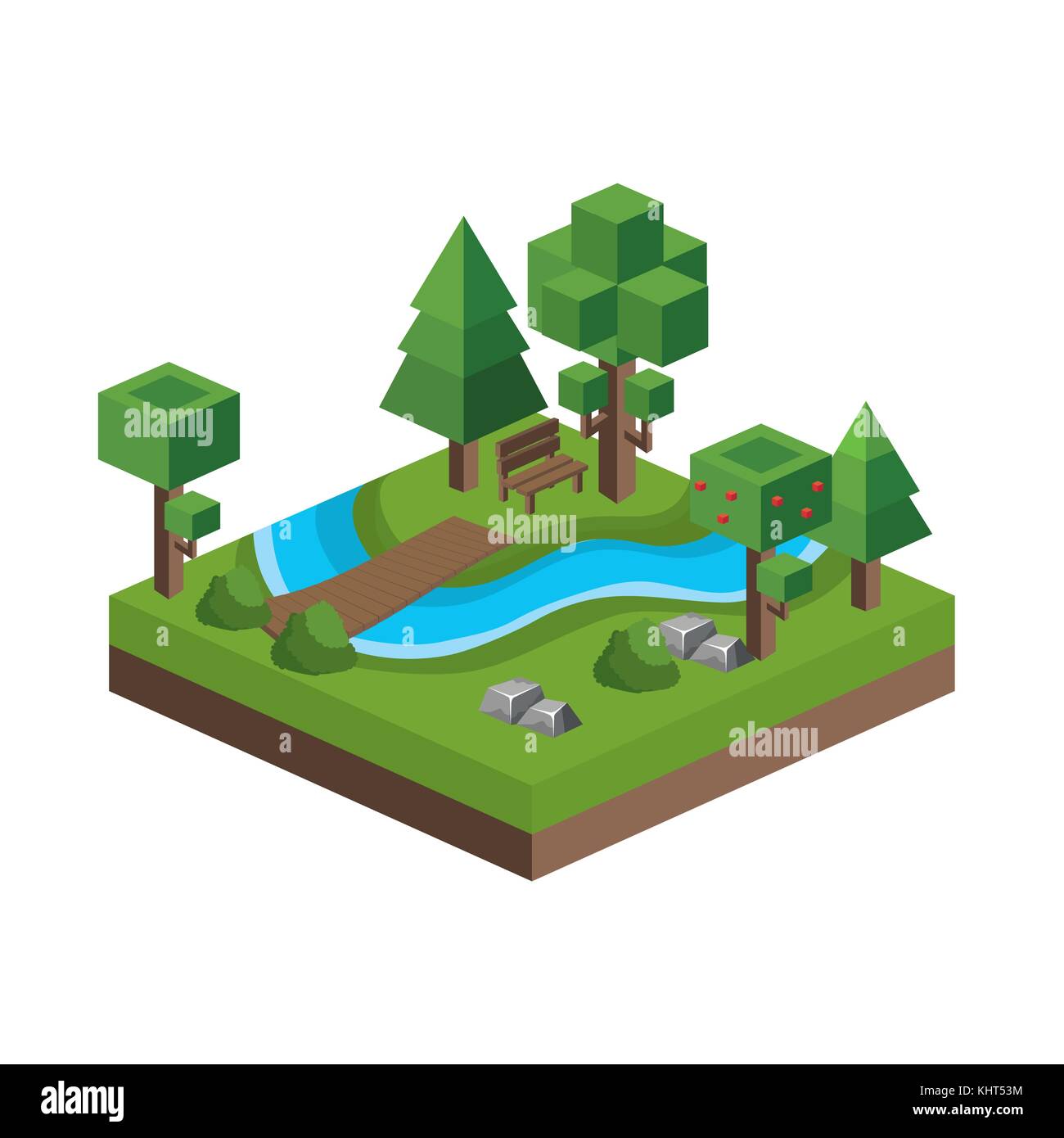 Isometric trees and river design Stock Vector Image & Art - Alamy