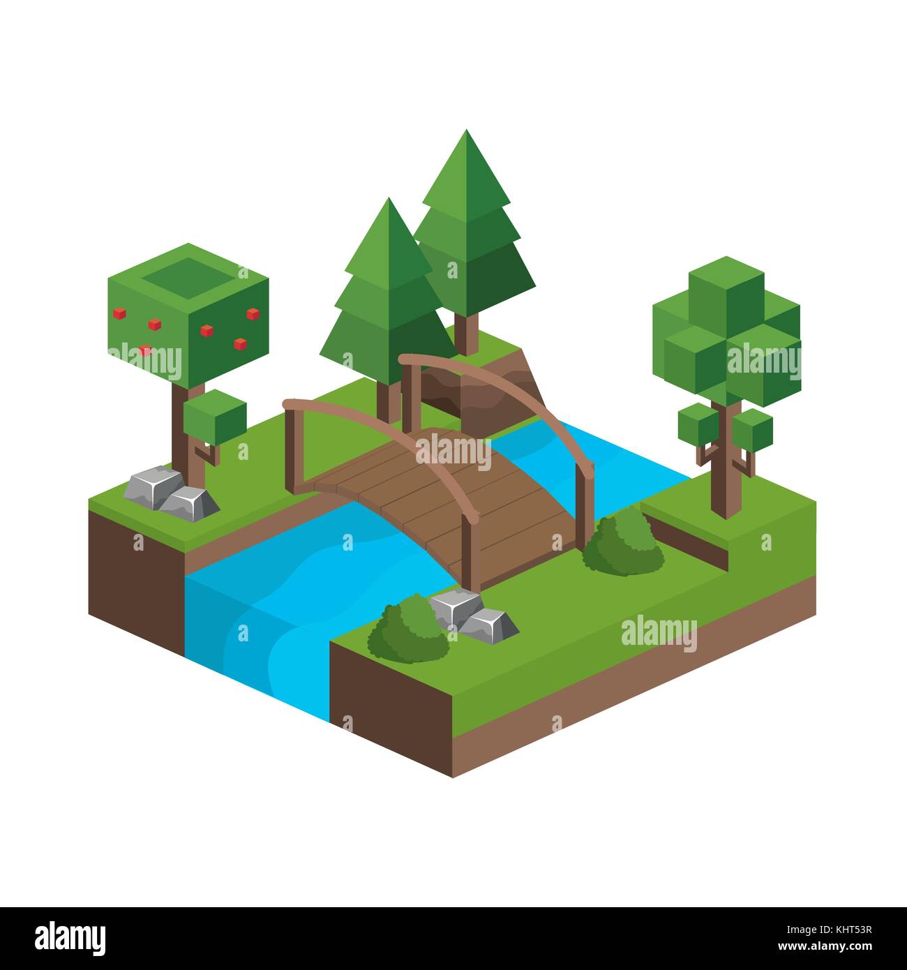 Isometric trees and river design Stock Vector Image & Art - Alamy